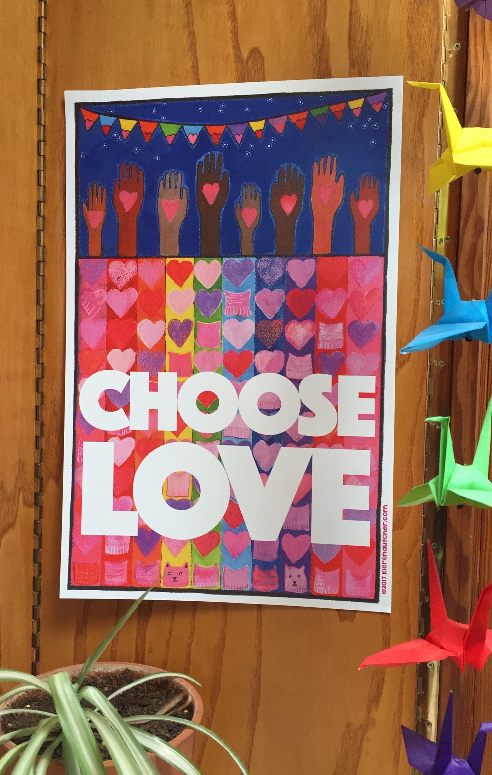 Colorful CHOOSE LOVE Poster Wall Art Print - Etsy