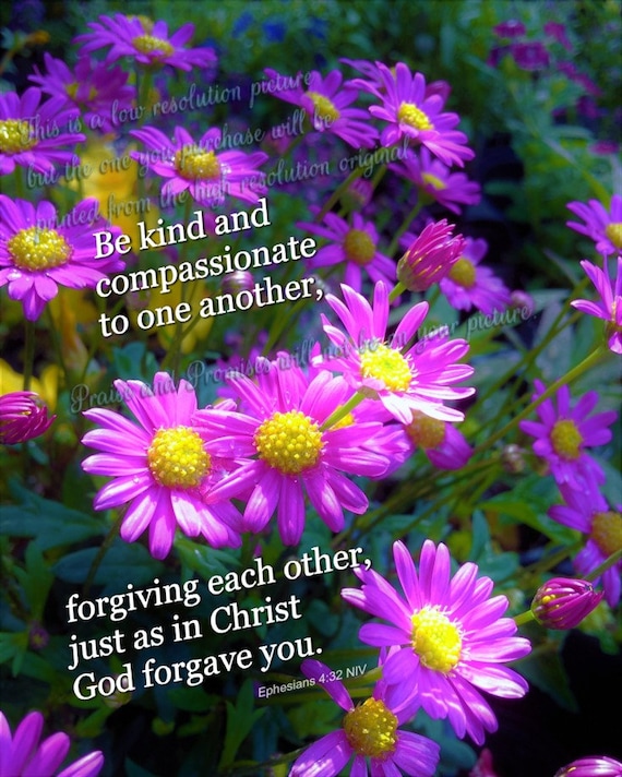 Be Kind Compassionate and Forgiving Daisys Scripture Art | Etsy
