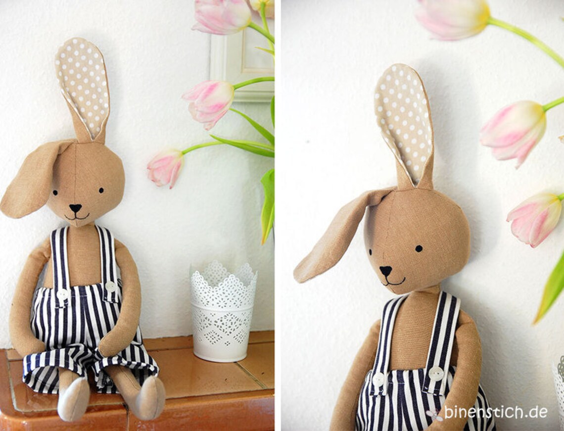 Bunny Pattern PDF: Rabbit Doll Sewing Pattern Hanna & Henry Plush Toy ...
