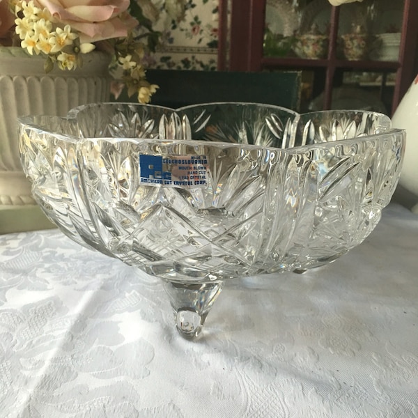 Czechoslovakian Crystal Bowl - Etsy