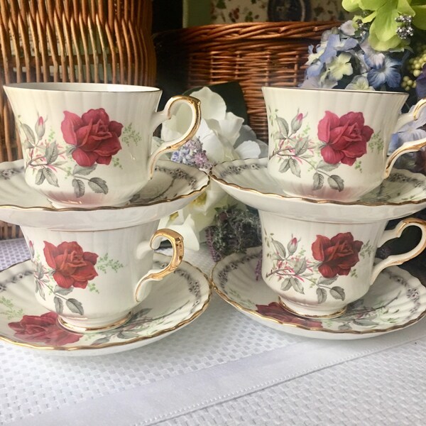 Red Rose Tea Cup - Etsy