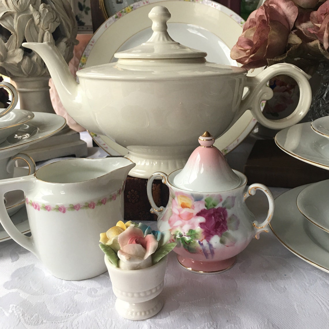 Vintage Wild Rose Tea Set for 4: Occupied Japan China, 16-piece - Etsy