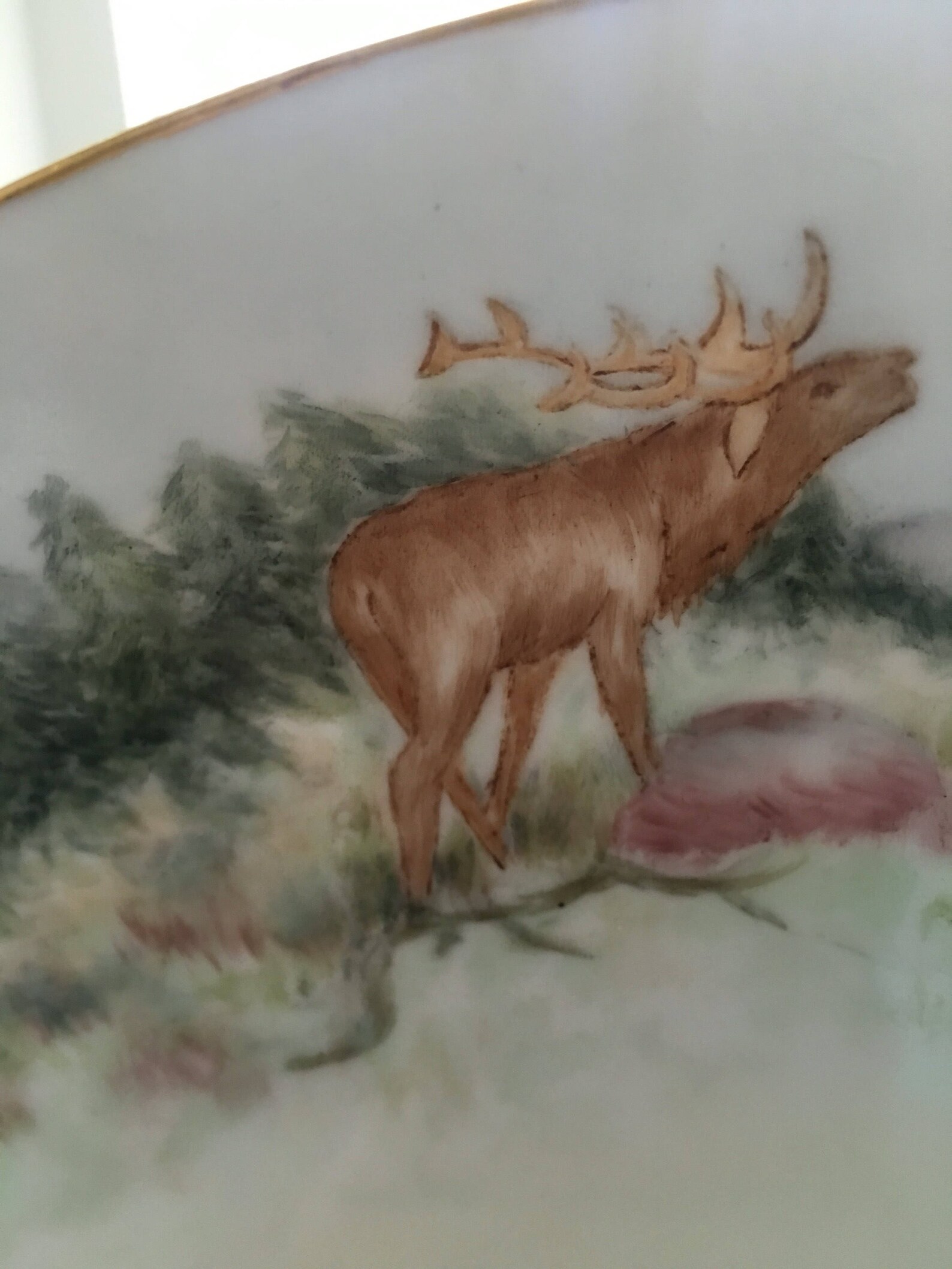 Hand Painted Elk Chop Plate Crossed Swords Decorated Empire - Etsy