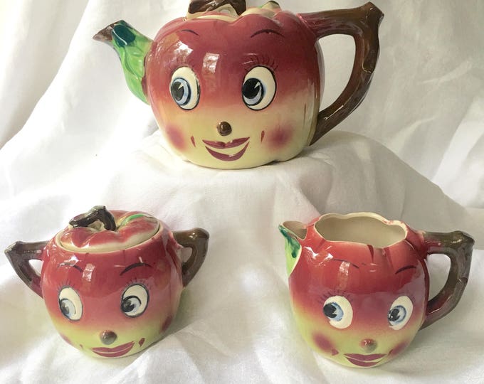 Anthropomorphic Apple Tea Set 3 Piece Set Py Japan 1960s - Etsy