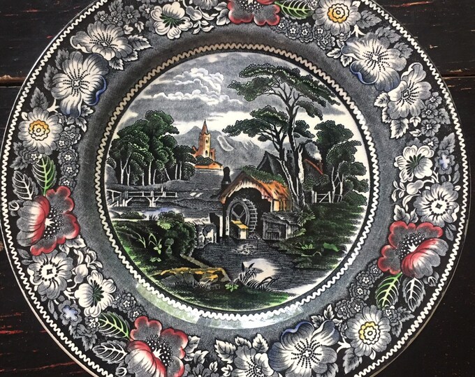 Black Transferware Polychrome English Transferware W R Midwinter Rural ...