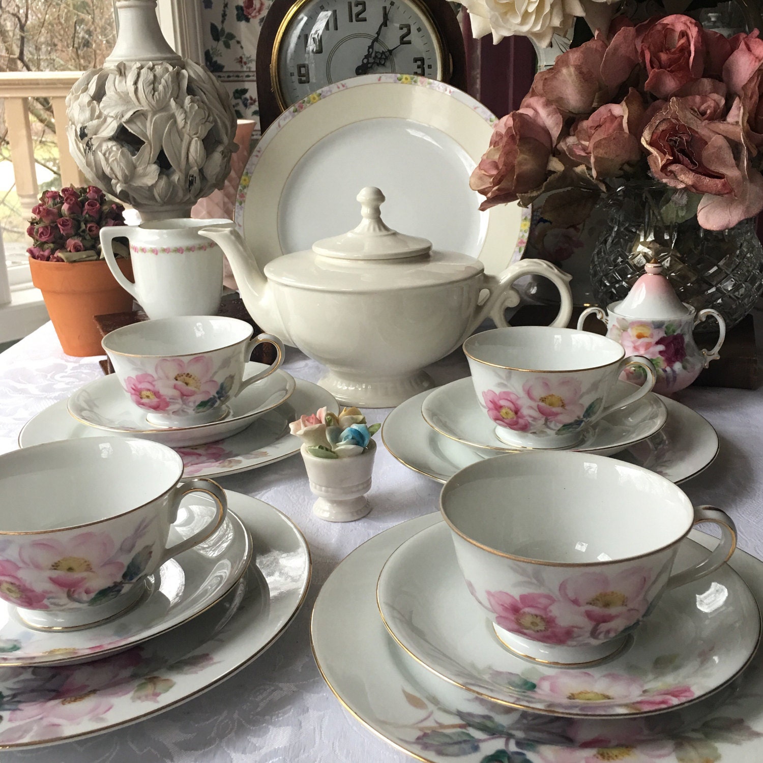 Vintage Wild Rose Tea Set for 4: Occupied Japan China, 16-piece - Etsy