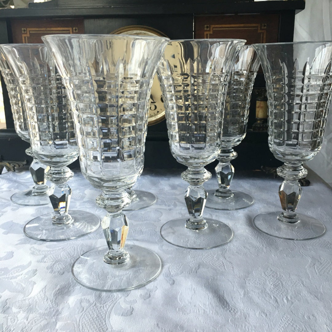 Stunning Set of 6 Crystal Water or Ice Tea Stemware Goblets 8 - Etsy