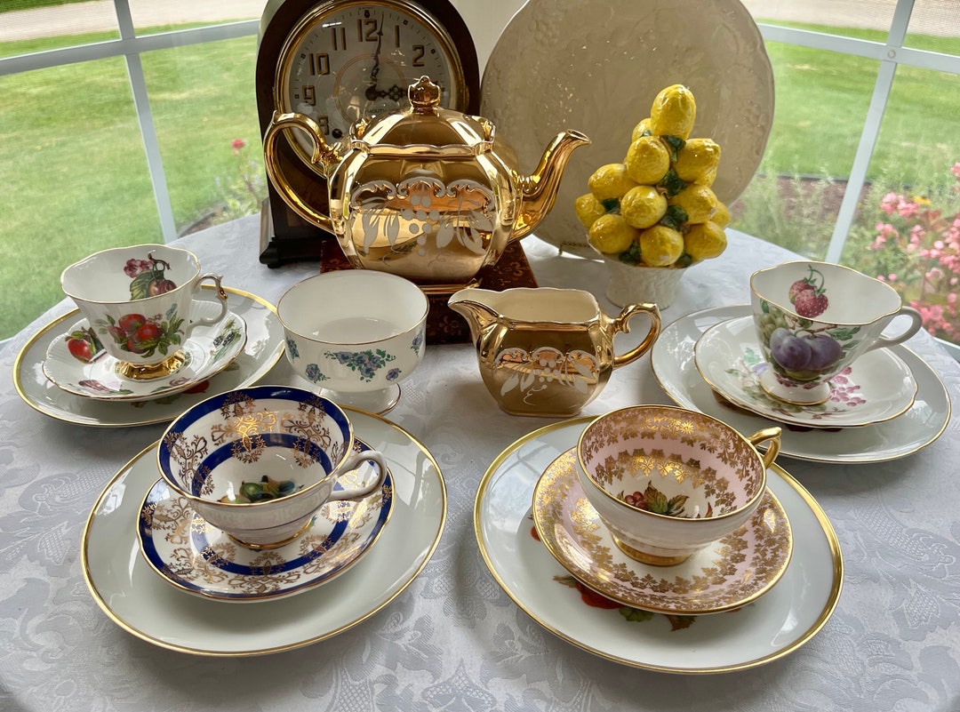 Vintage Tea Set With Sadler Cube Teapot and English Teacup and Saucer ...