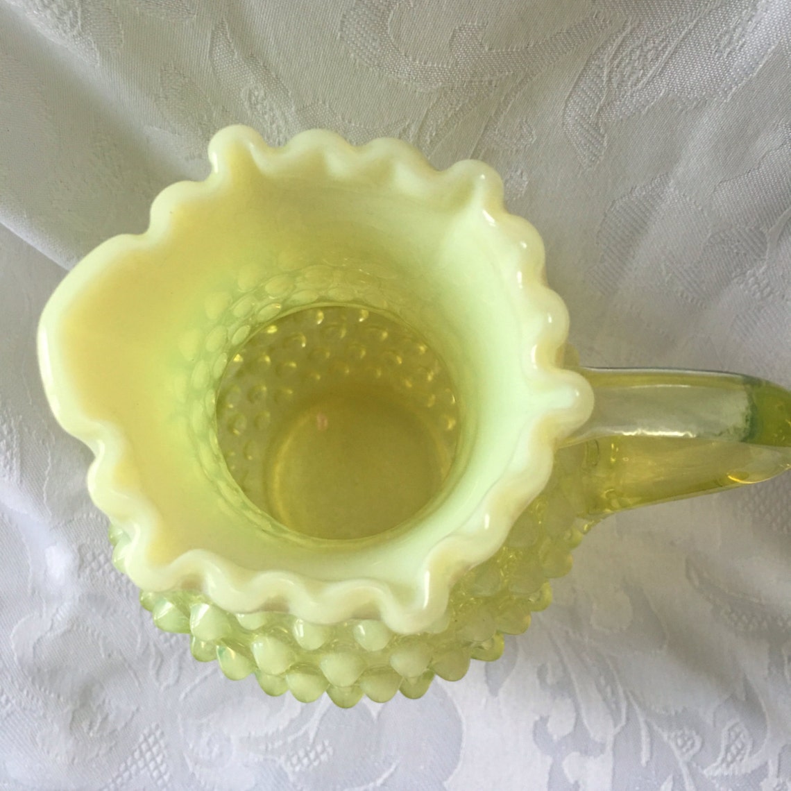 Fenton Yellow Vaseline Glass Syrup Jug Fenton Vase FREE | Etsy