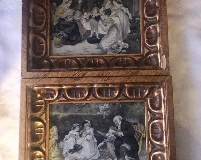 Framed Stevengraph Pair in Wood Frames Title of One Piece is sunshine ...