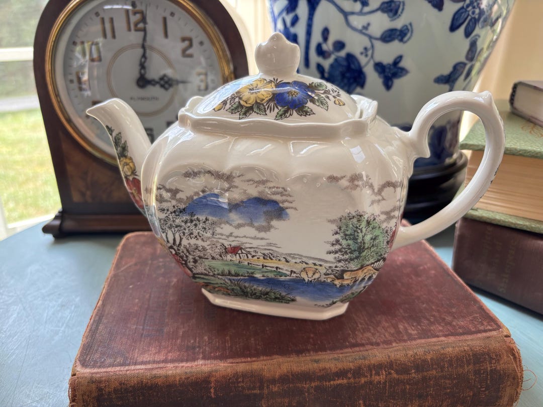 Rare Sadler Cube Teapot: English Transferware, Countryside Scene - Etsy