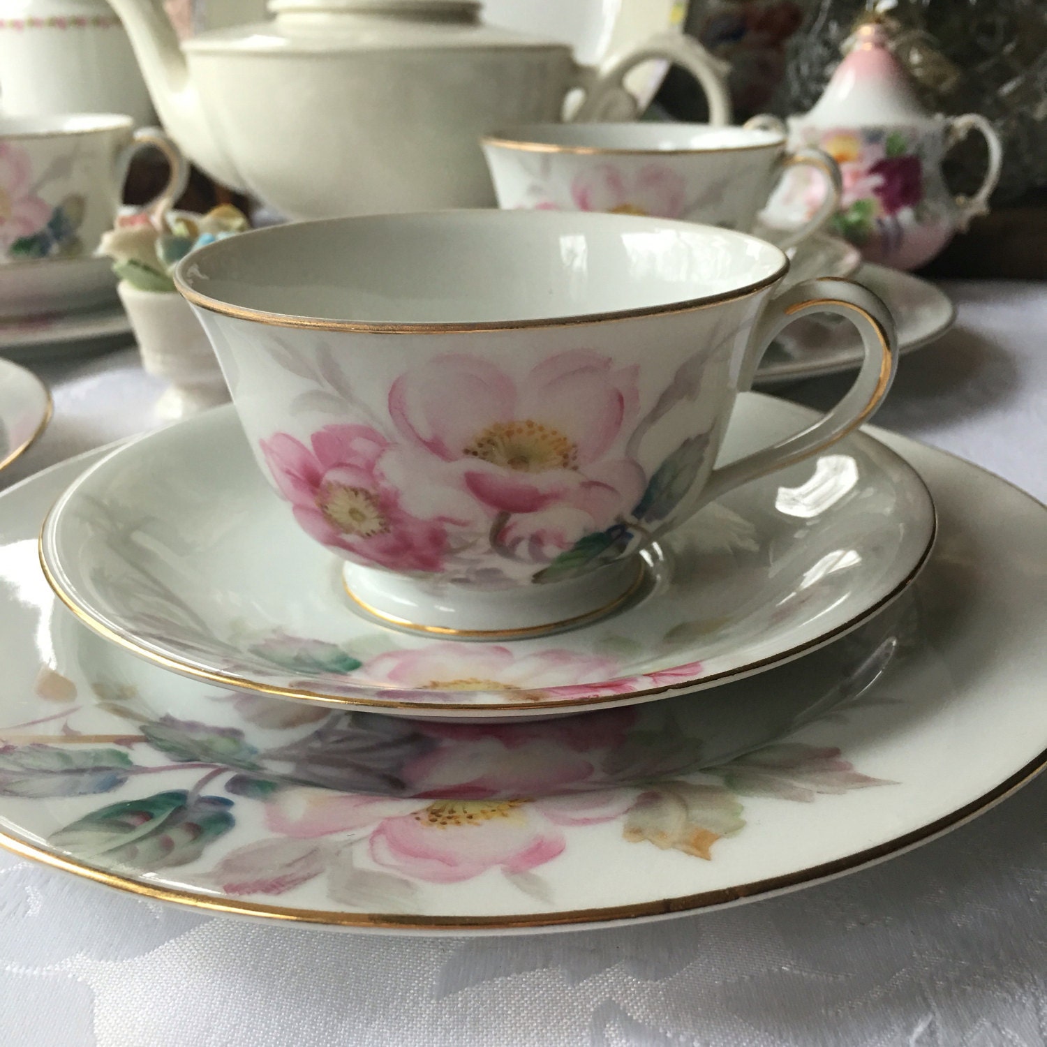 Vintage Wild Rose Tea Set for 4: Occupied Japan China, 16-piece - Etsy