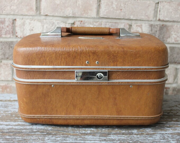 Vintage AIRWAY Brown Luggage Train Case Suitcase Tan Luggage - Etsy