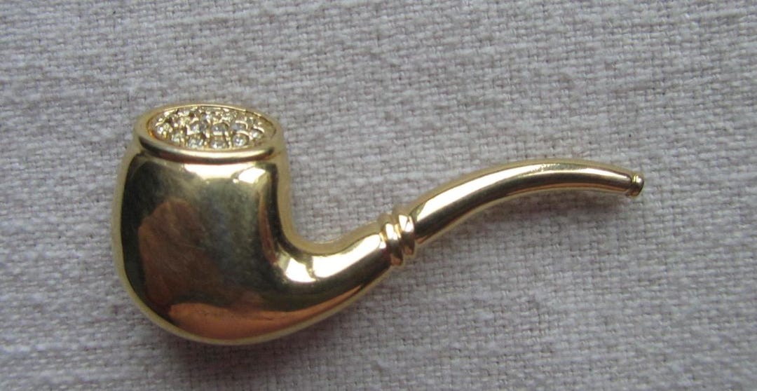 Vintage Smoking Pipe Brooch With Rhinestones - Etsy