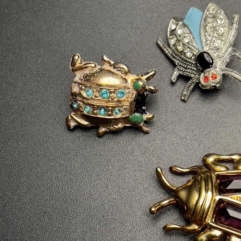 Set of 3 Beetle Bug Pins One Swarovski and Two Coro Pins One - Etsy