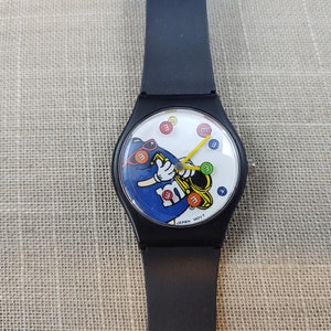 Blue M and M Wrist Watch, Playing a Sax, Rotating M and Ms,black Rubber ...