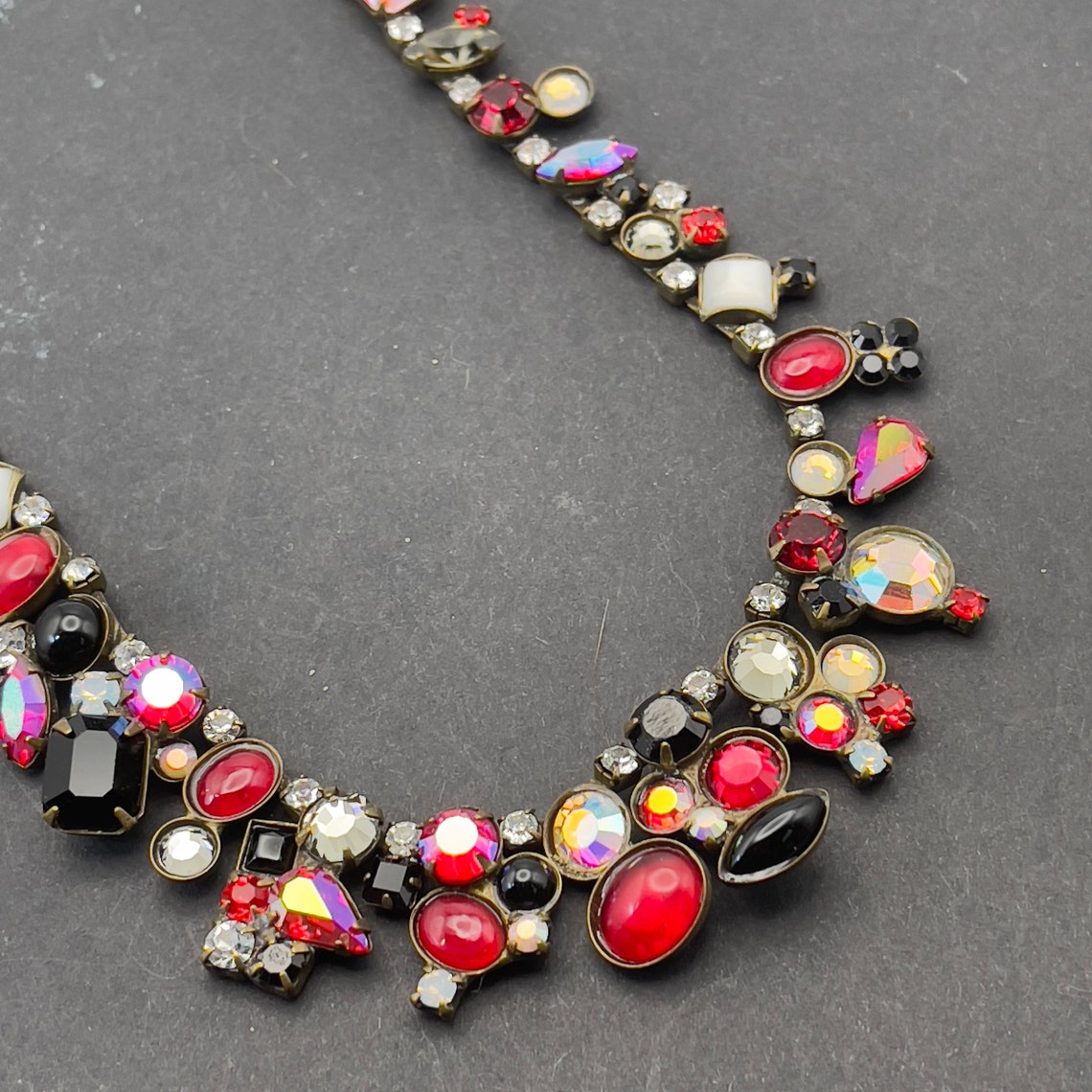 Sorrelli Rhinestone Necklace Shades of Red Black And Clear | Etsy