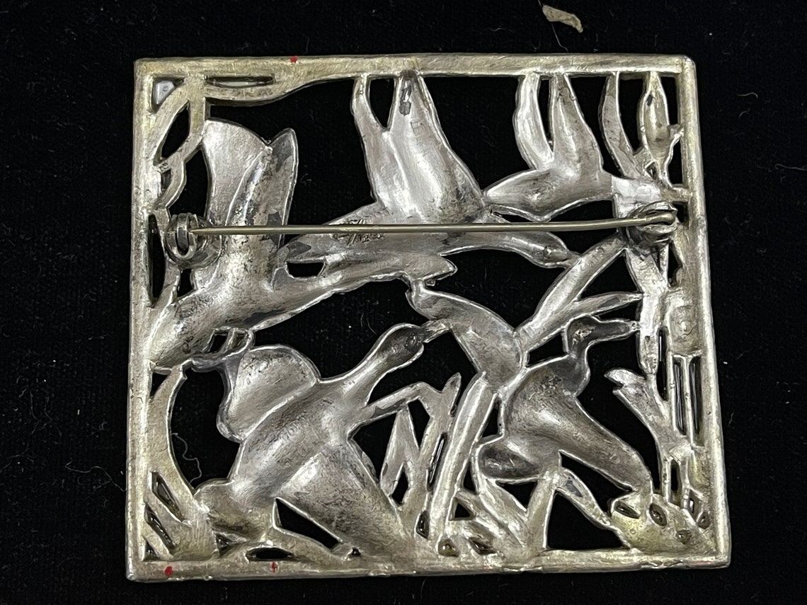 Large Square Brooch 83% Sterling Silver Signed LN/25 Little - Etsy