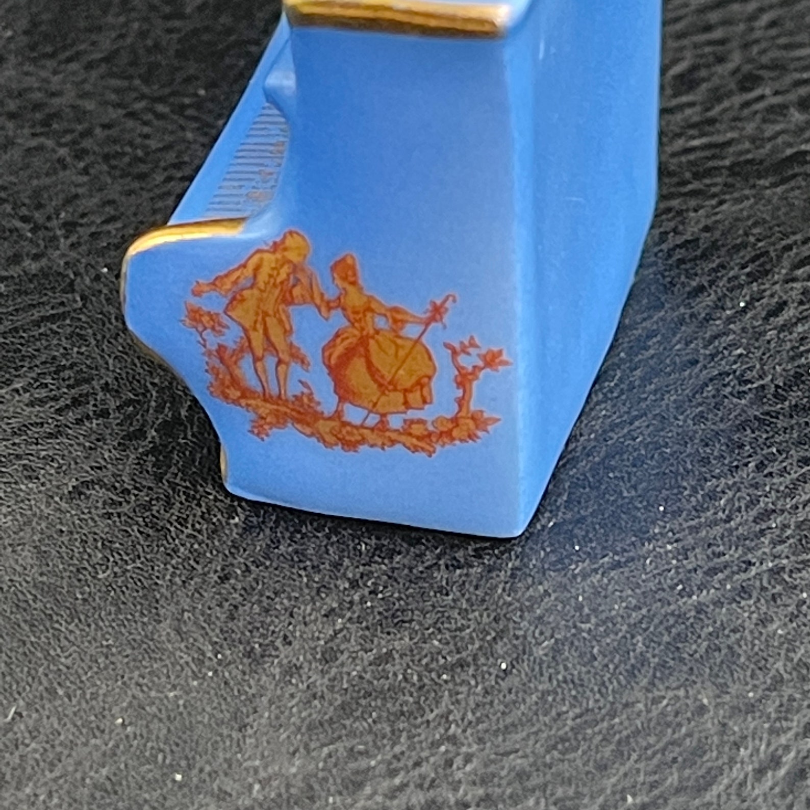 Limoges, France, Blue Porcelain Piano With Painted Gold Flowers ...