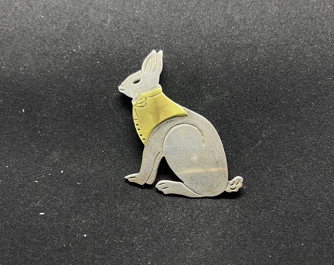 Sterling Silver Rabbit Brooch, Wearing a Vest, Taxco Mexico, Marked 925 ...