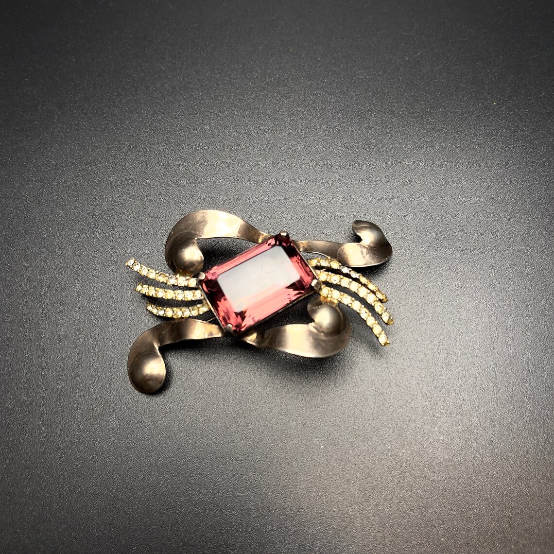 Beautiful Sterling Silver Brooch With Large Purple Glass - Etsy