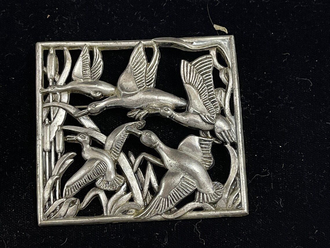 Large Square Brooch 83% Sterling Silver Signed LN/25 Little - Etsy