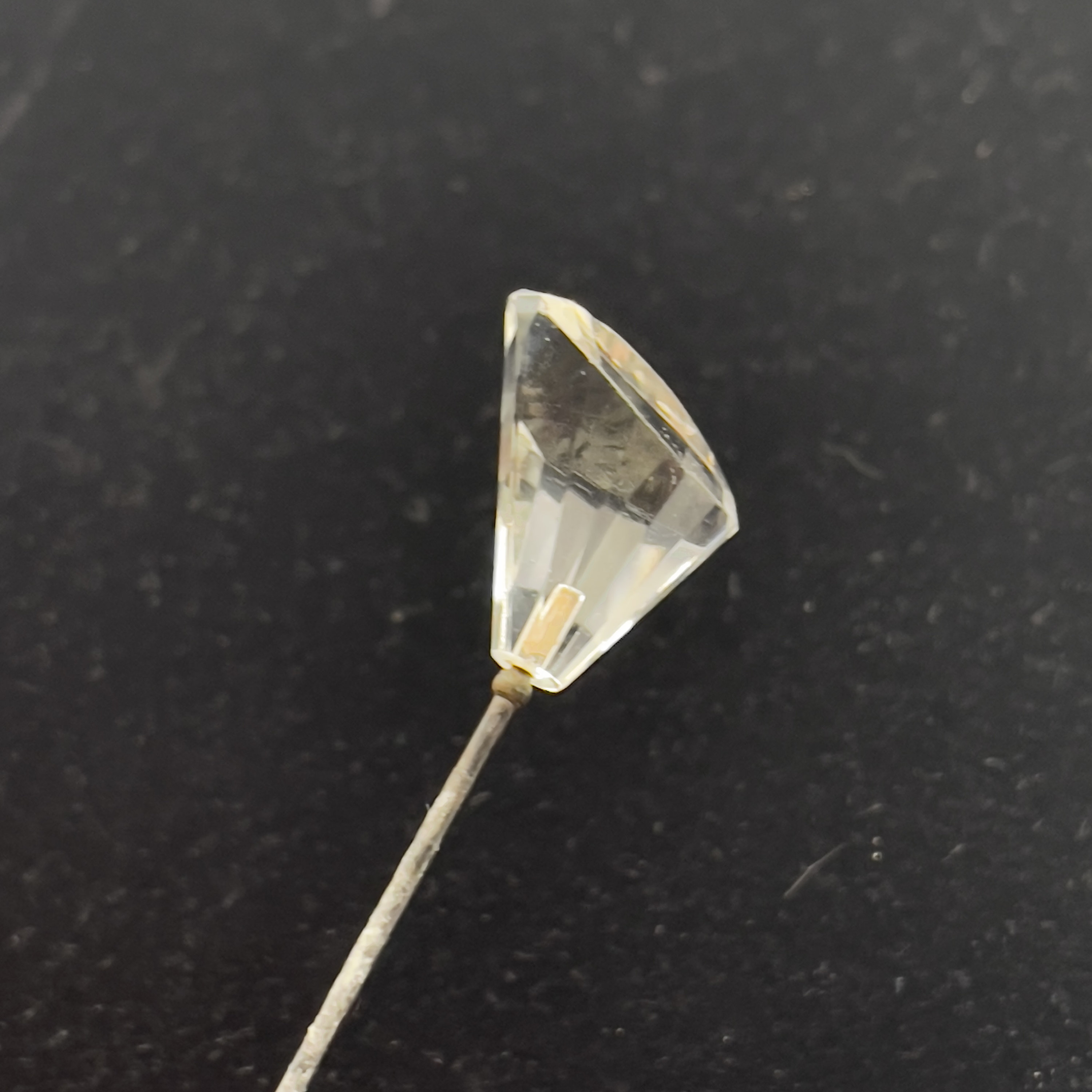 Crystal Topped Hat Pin Steel Pin Faceted Unique Shape - Etsy