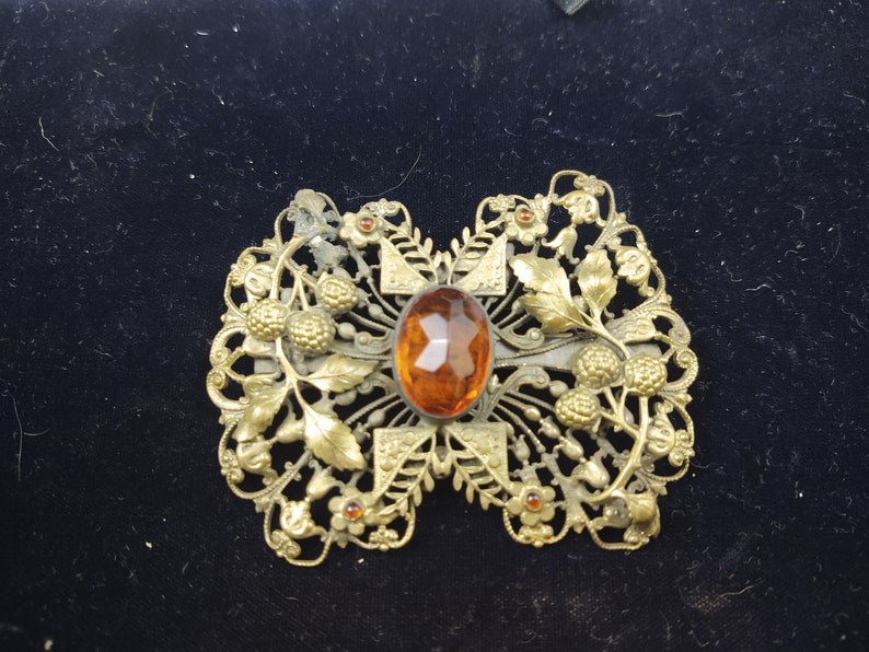 Large Antique Victorian Sash Pin Brooch Berries Theme | Etsy