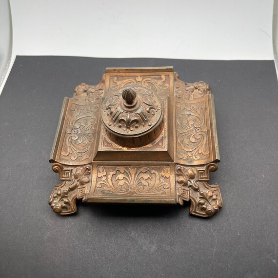 Antique French Depose Brass or Bronze Inkwell Stamped Carpe - Etsy
