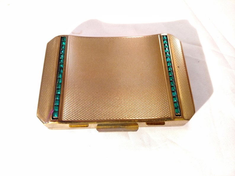 Stratton Compact Green Rhinestones on Cover Excellent - Etsy