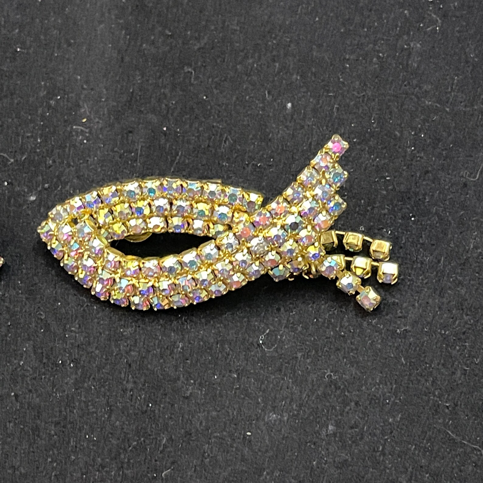 Gold Tone Shoe Clips With AB Finish Rhinestones Ribbon or - Etsy