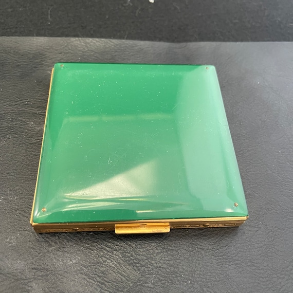 Elgin American Square Powder Compact, Green Cover, Fl… - Gem