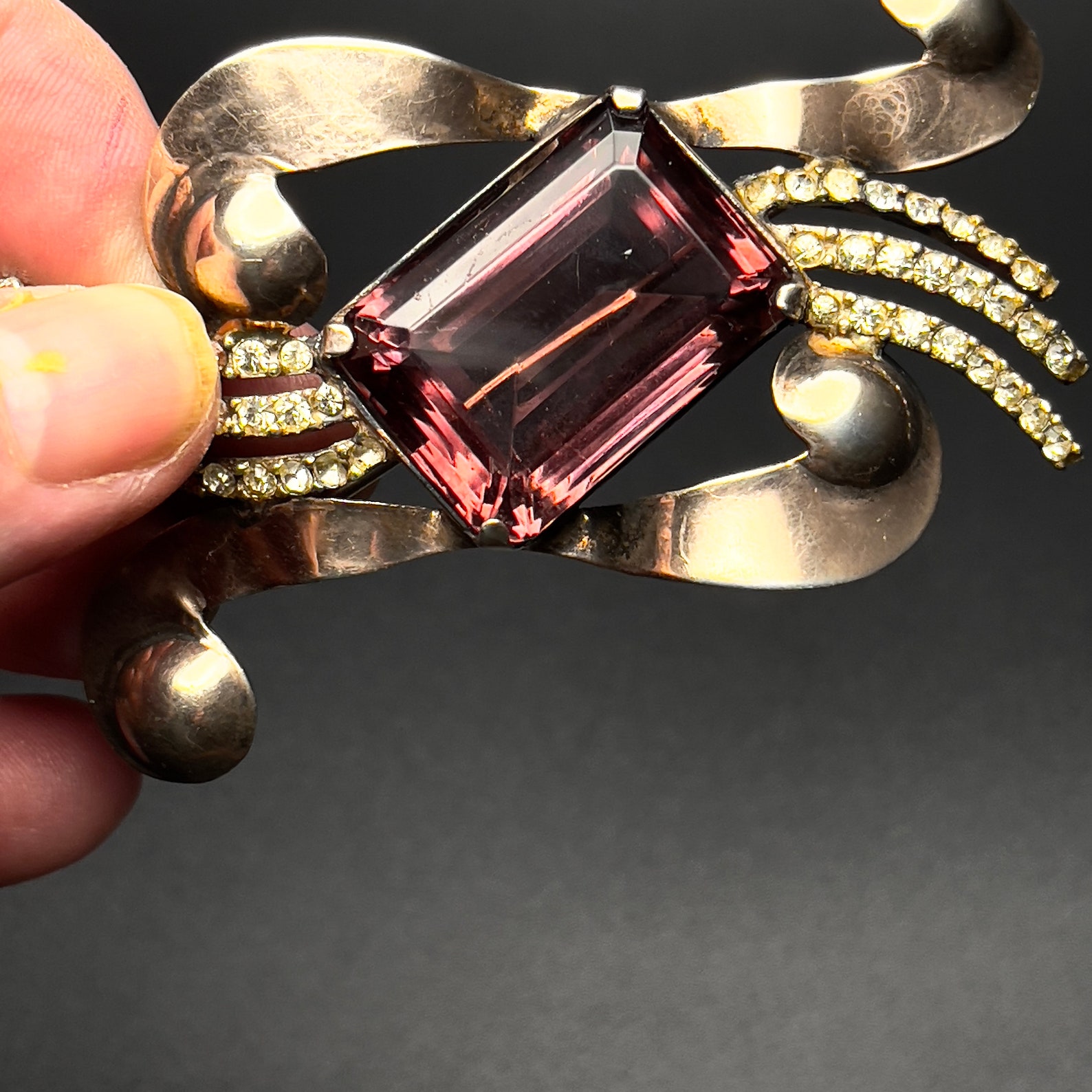 Beautiful Sterling Silver Brooch With Large Purple Glass - Etsy