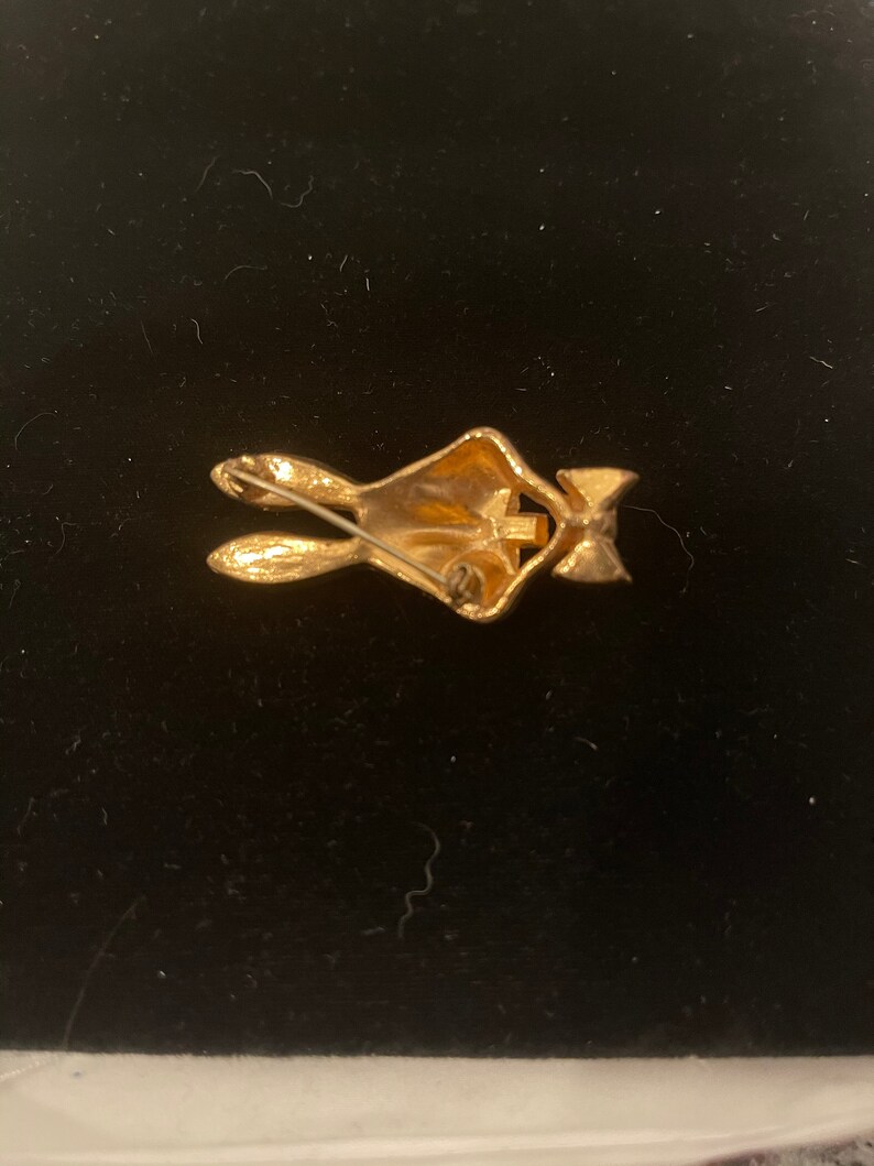 Vintage Rabbit Hare Pin Gold Tone Metal Clear Round and - Etsy