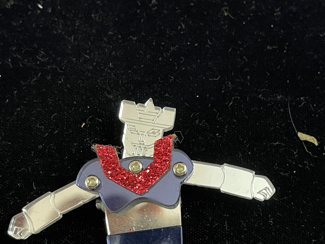 Acrylic Robot Pin Moveable Parts Silver Black and Red - Etsy
