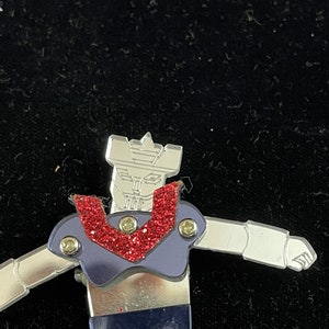 Acrylic Robot Pin Moveable Parts Silver Black And Red | Etsy
