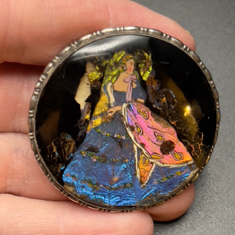 Thomas Mott Sterling Silver Round Brooch Iridescent Butterfly - Etsy