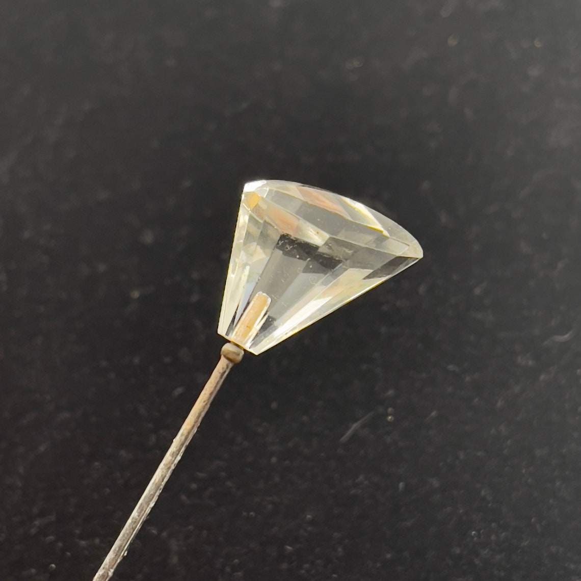 Crystal Topped Hat Pin Steel Pin Faceted Unique Shape - Etsy