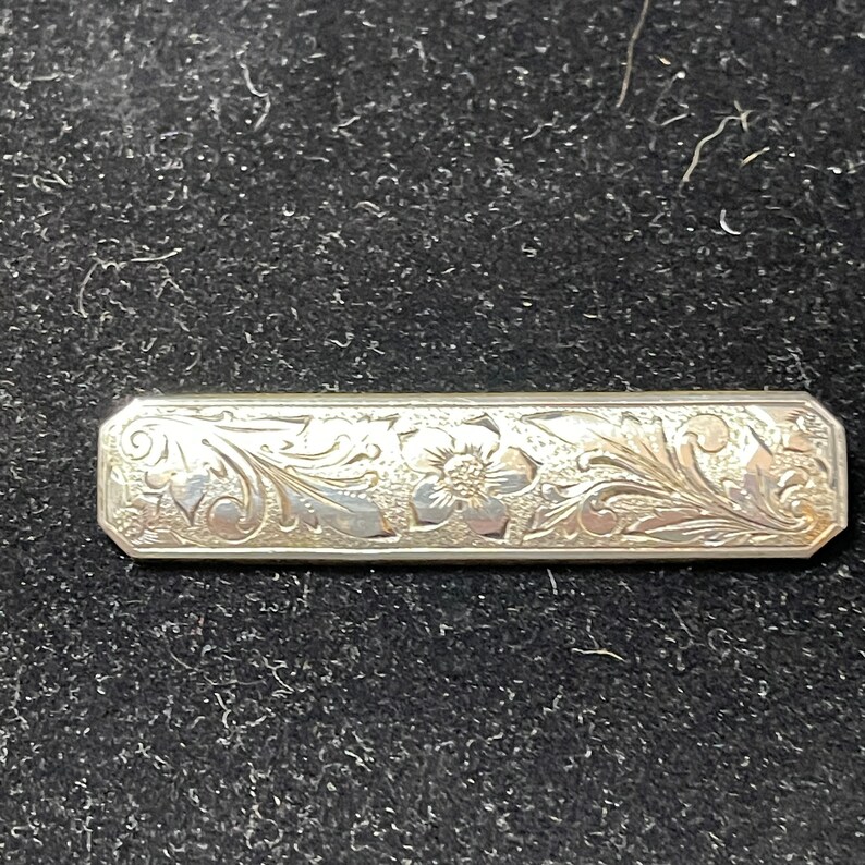 Sterling Silver Bar Pin, 835, Made in Germany by Handarbeit, C Clasp ...