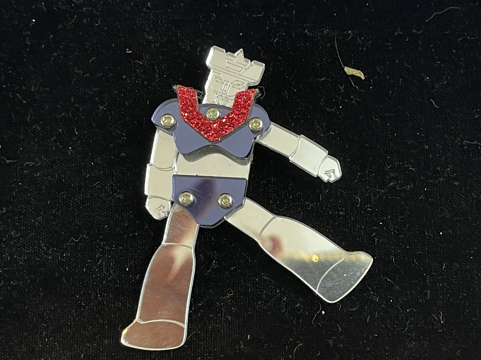 Acrylic Robot Pin Moveable Parts Silver Black and Red - Etsy