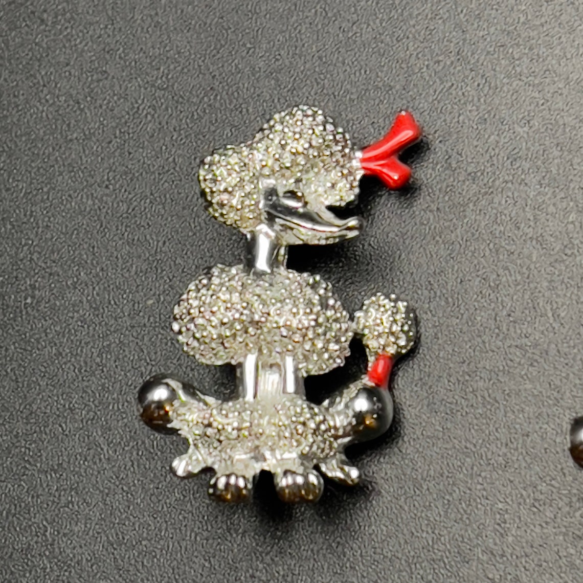 Set of 2 Matching Poodle Pins Silver Tone With Red Accents - Etsy