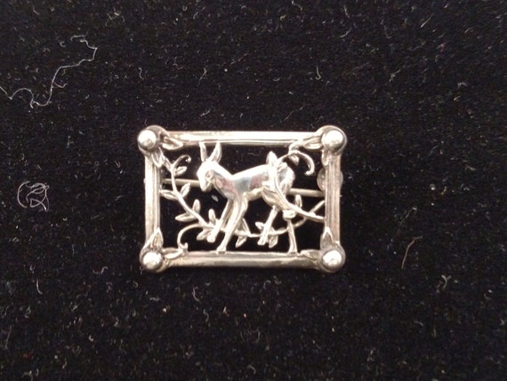 Small Sterlilng Pin Depicting Deer in the Woods, Mint… - Gem