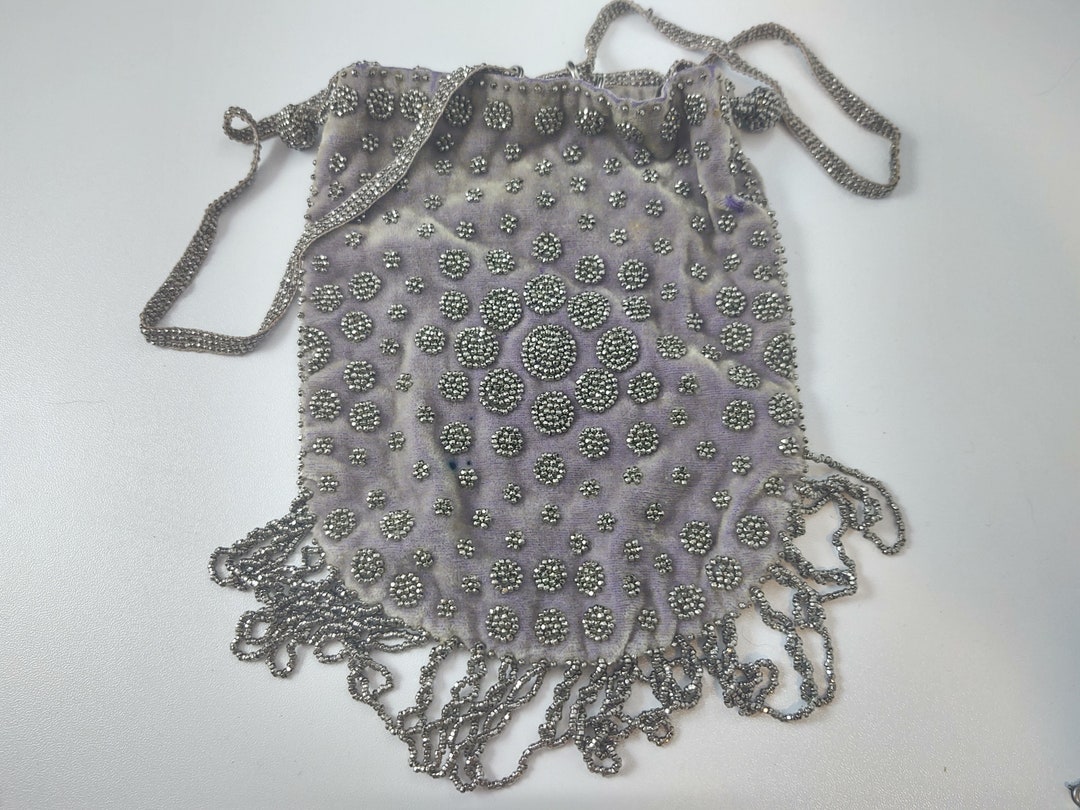 Victorian Steel Cut Beaded Reticule Purse Handbag, Beaded Strap ...