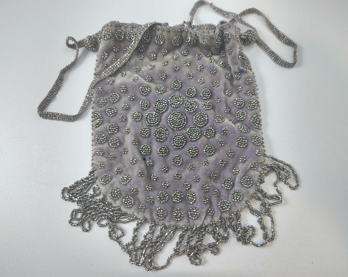 Victorian Steel Cut Beaded Reticule Purse Handbag, Beaded Strap ...