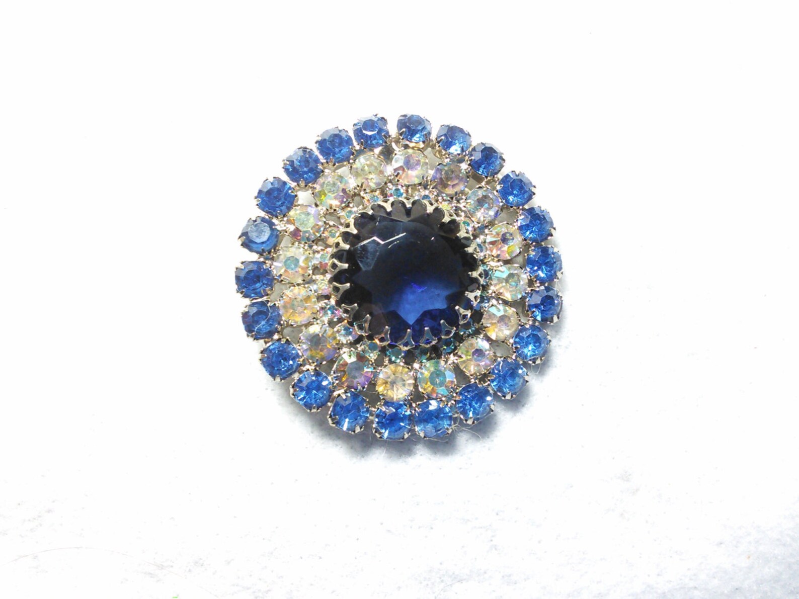 Gorgeous Large Round Rhinestone Brooch Blue and AB - Etsy