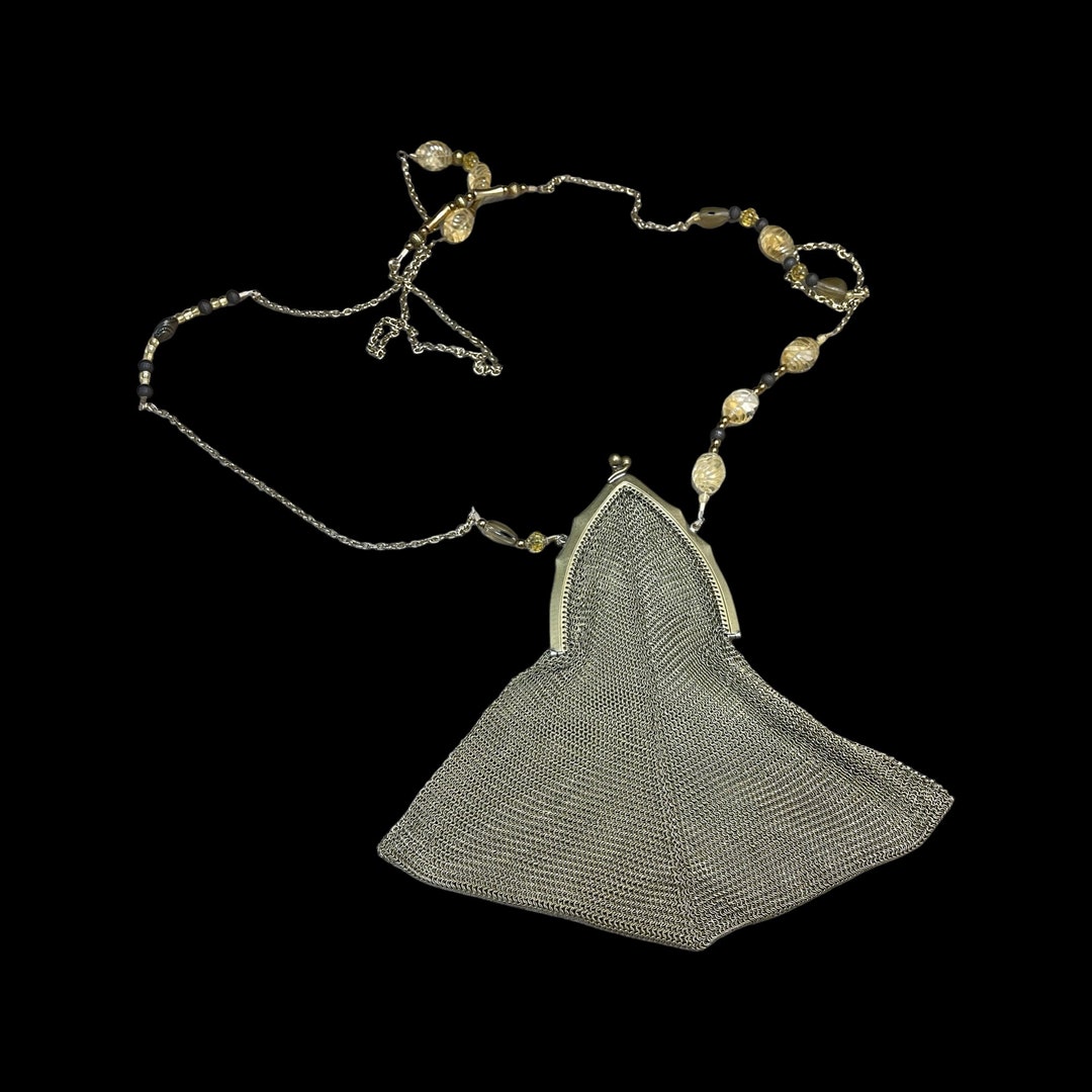 Antique Mesh Chain Purse, Gold Tone, Unmarked, Newer Chain Strap, Mint ...