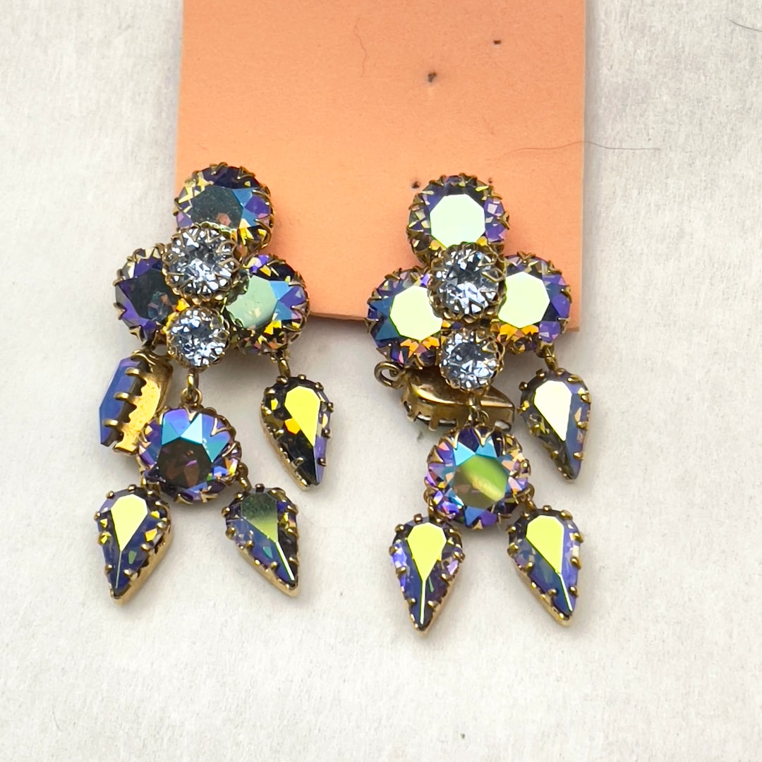 Schoffel and Co of Austria, Large Clip on Earrings, Layered, With ...