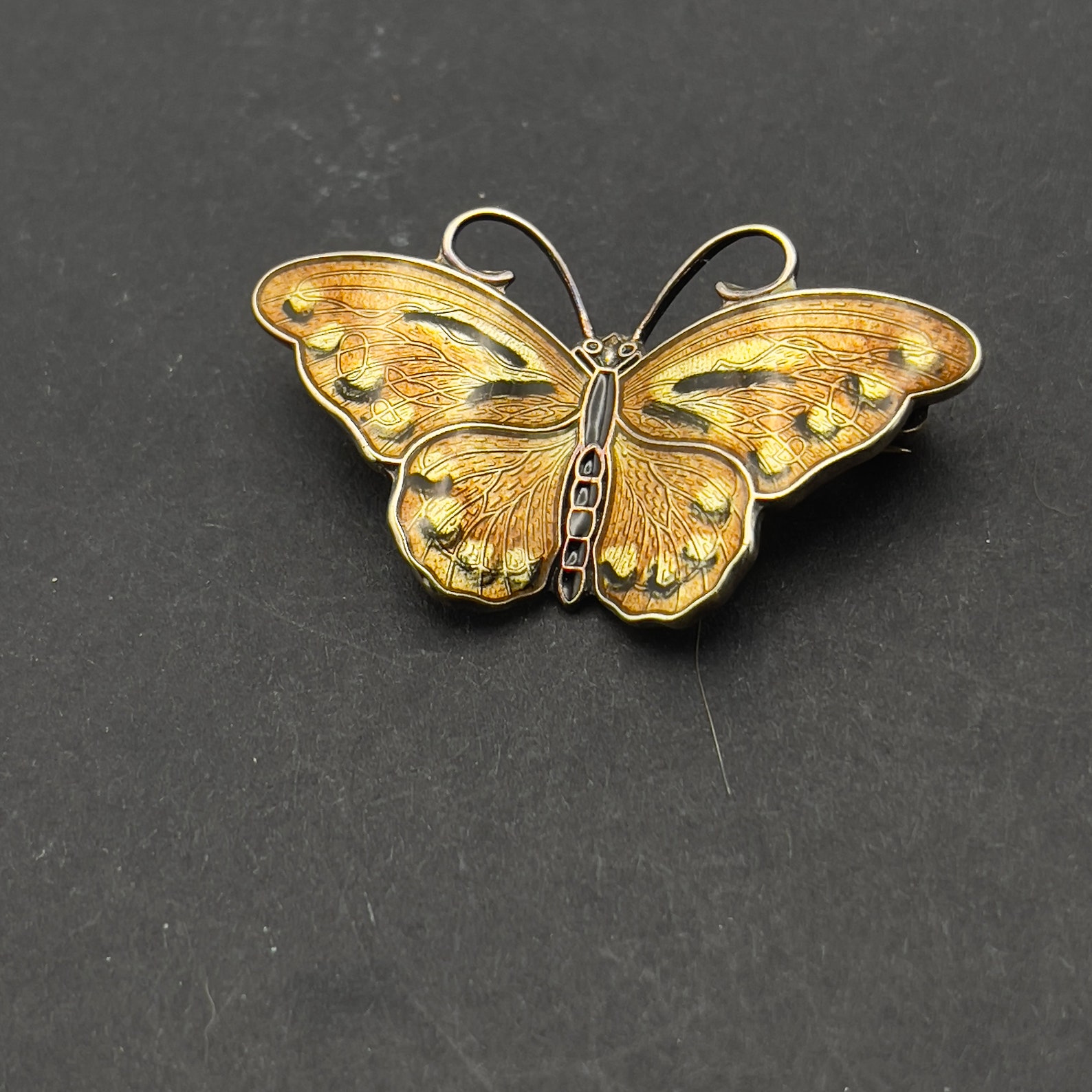 Beautiful Enamel Butterfly by Hroar Prydz, Oslo, Norway, Sterling ...