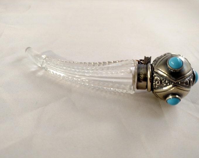 Antique Cornucopia Perfume Bottle, Glass With Sterling Lid, Glass ...