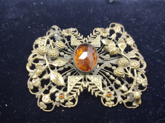 Large Antique Victorian Sash Pin Brooch Berries Theme | Etsy